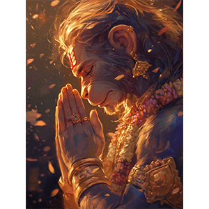 Serene Lord Hanuman Digital Art Metal Poster – Divine Blessings in ...